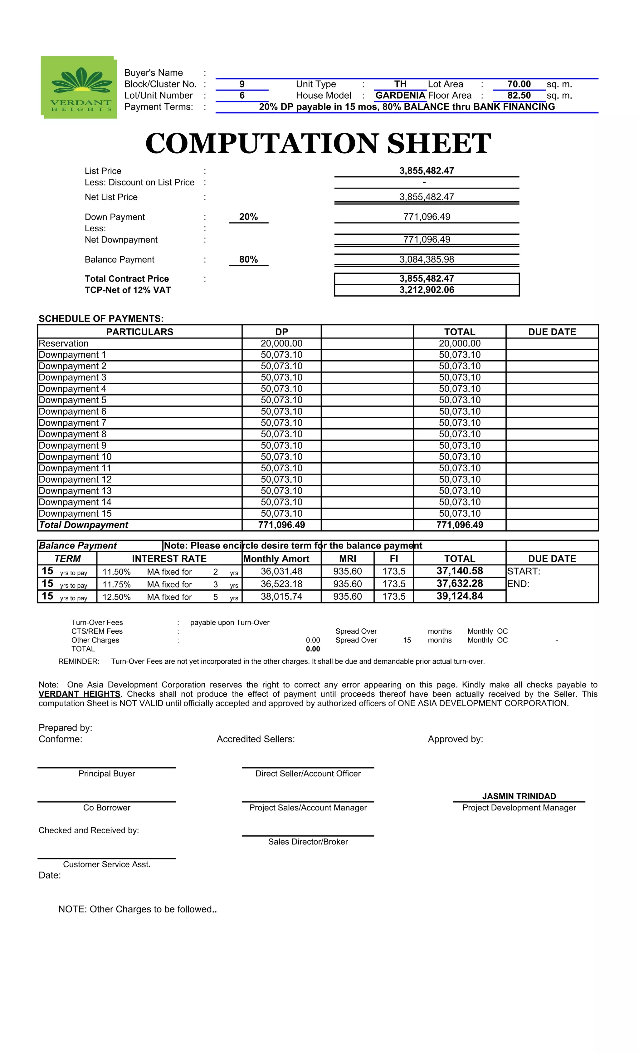 Vh Sample Computation Bank Fin. | PDF