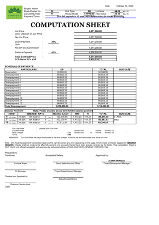 Vh Sample Computation In House Fin. | XLS | Stocks and Bonds | Personal ...