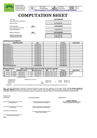 Vh Sample Computation In House Fin. | XLS | Stocks and Bonds | Personal ...