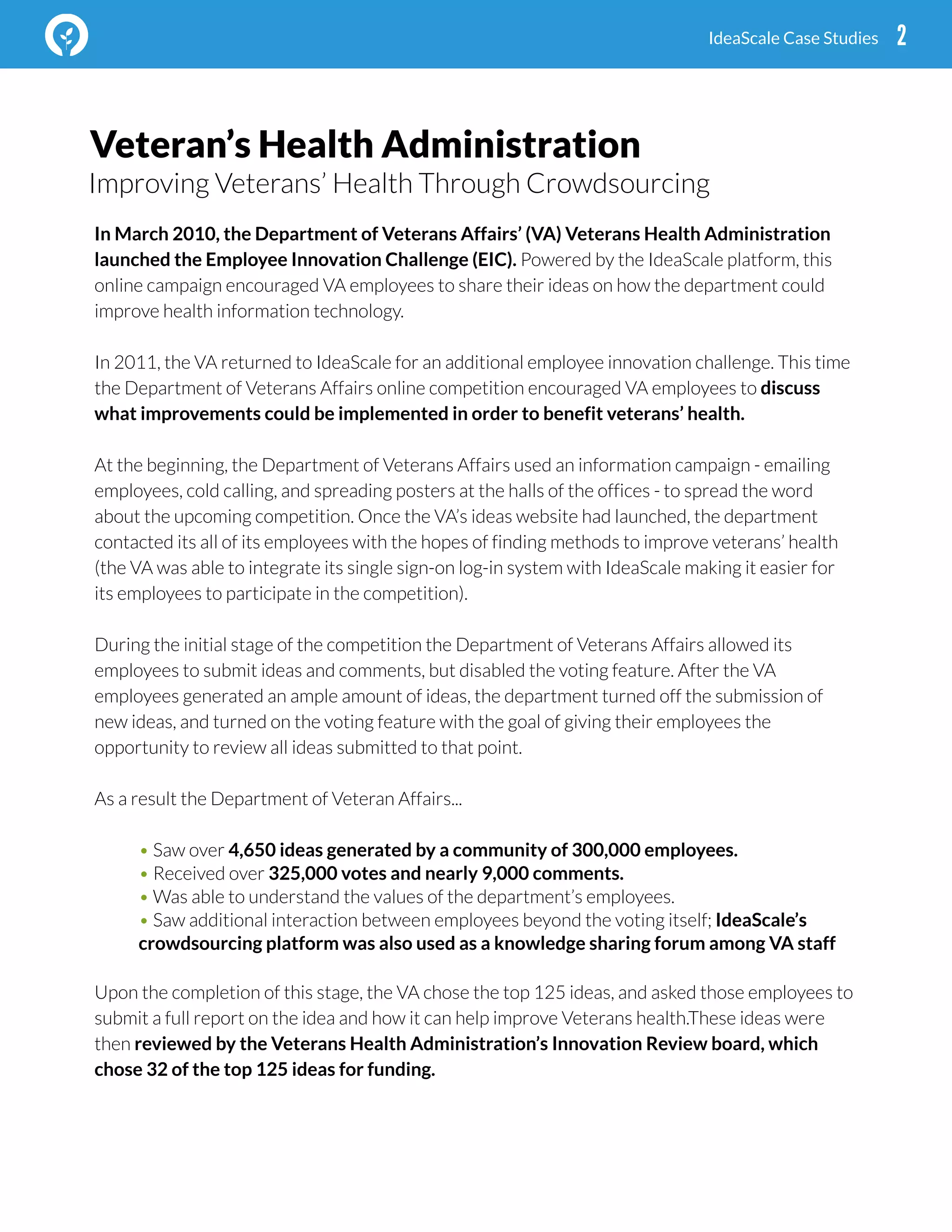 Case Study: Veterans Health Administration | PDF