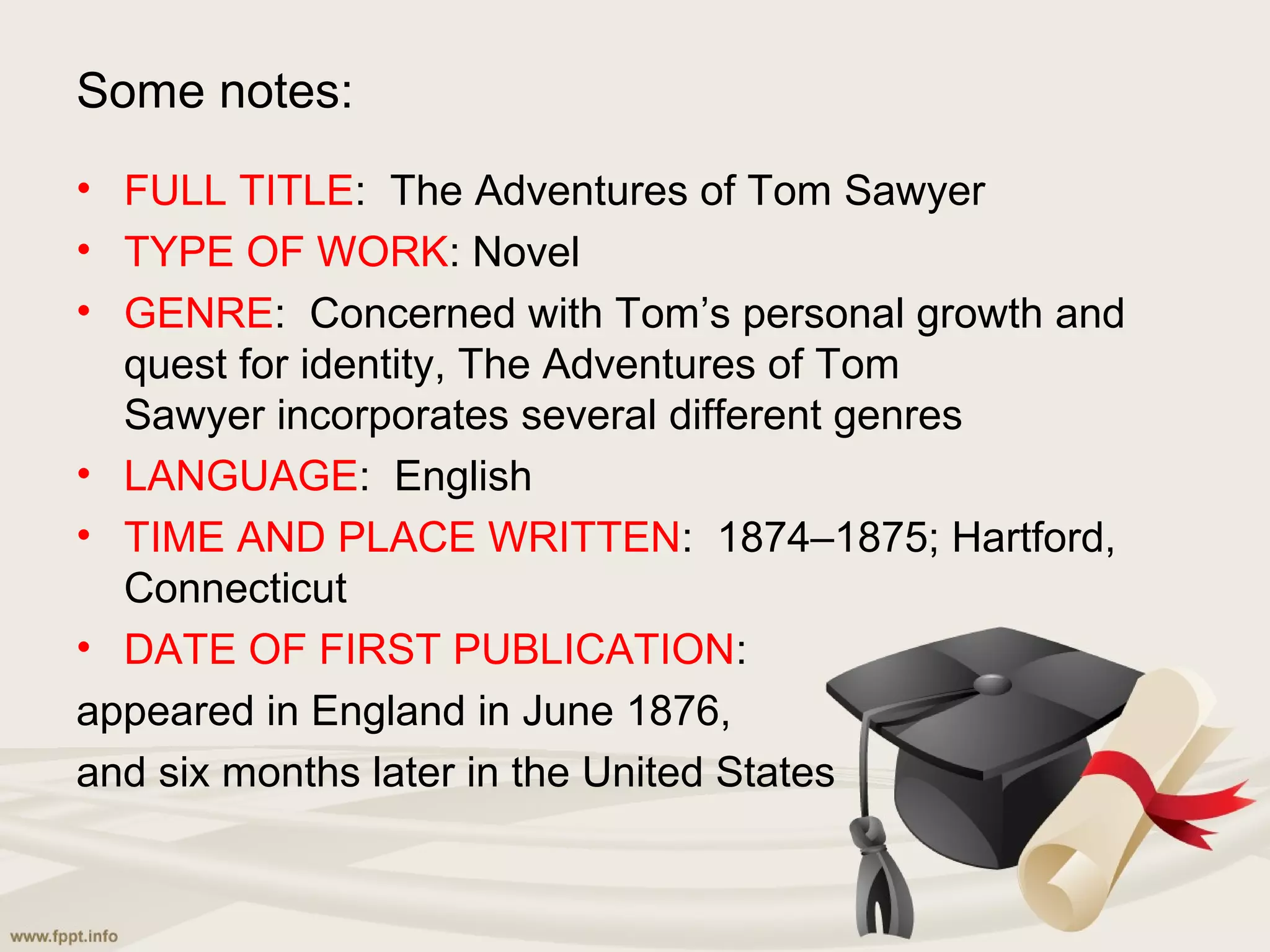 Mark Twain-The adventure of Tom Sawyer | PPT