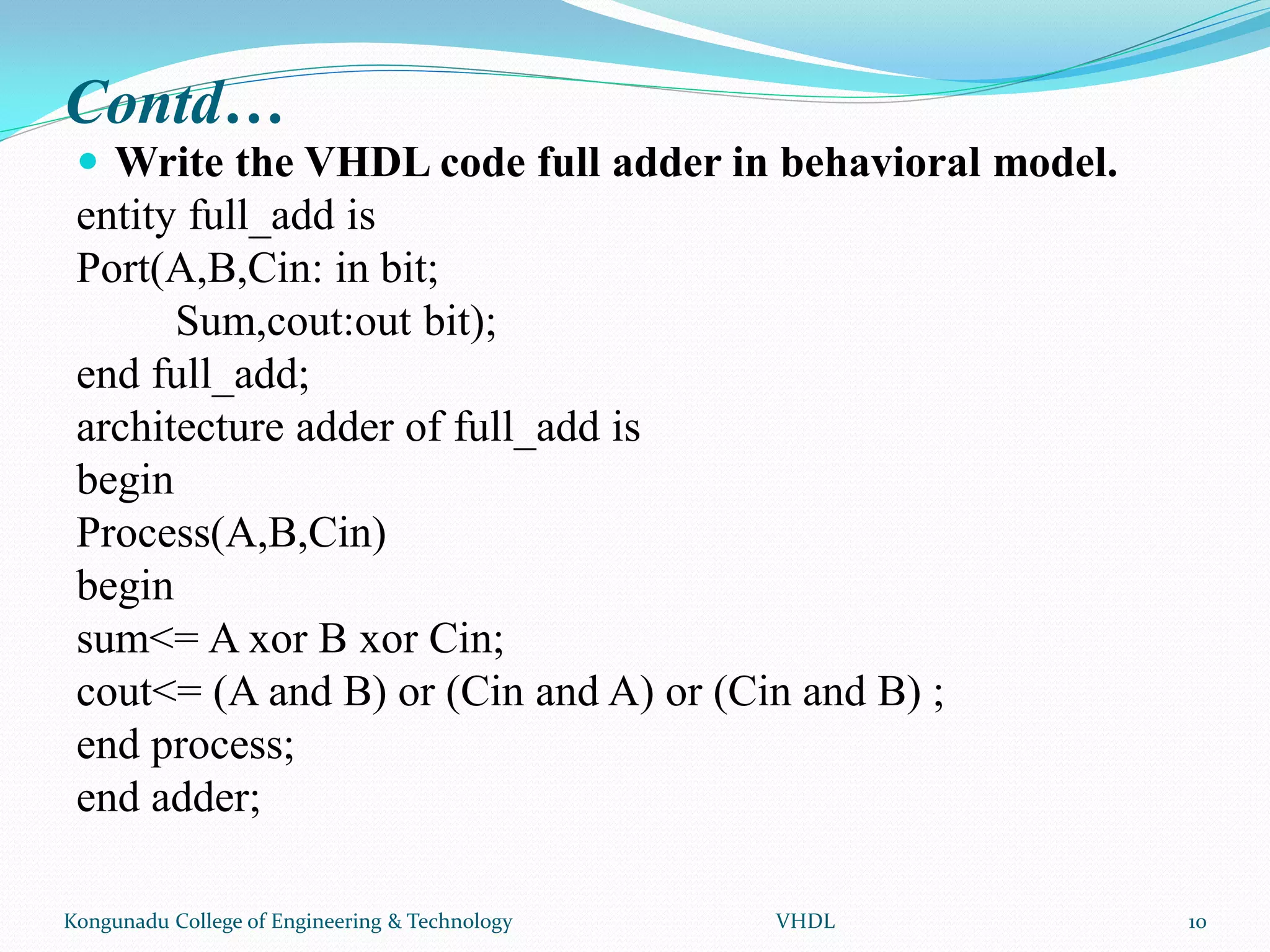 VHDL-Behavioral-Programs-Structure of VHDL | PDF