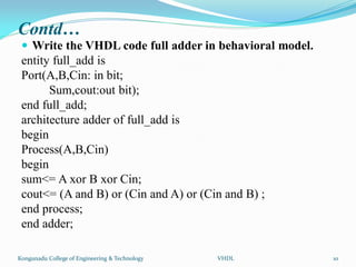 VHDL-Behavioral-Programs-Structure of VHDL | PDF