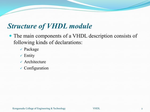 Vhdl Behavioral Programs Structure Of Vhdl Ppt