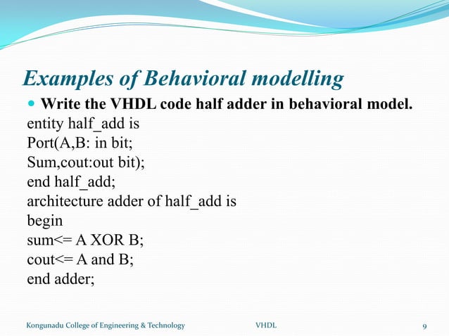 VHDL-Behavioral-Programs-Structure of VHDL | PDF