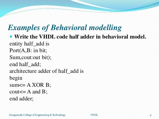 Vhdl Behavioral Programs Structure Of Vhdl 