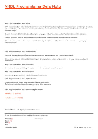 Vhdl ders-notu | PDF