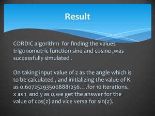 VHDL and Cordic Algorithim | PPT