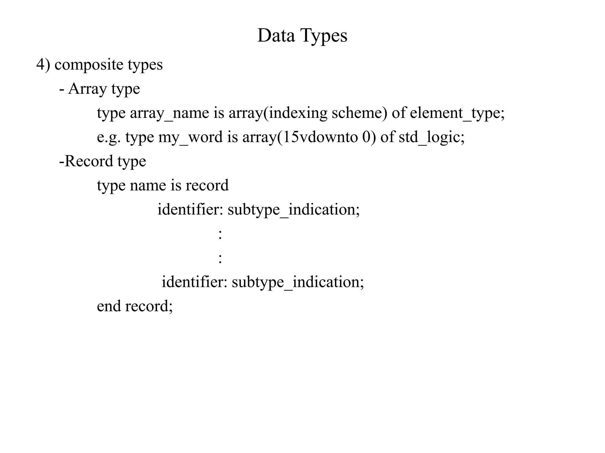 Vhdl Identifiers Data Types Ppt