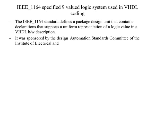 Vhdl identifiers,data types | PPT | Programming Languages | Computing