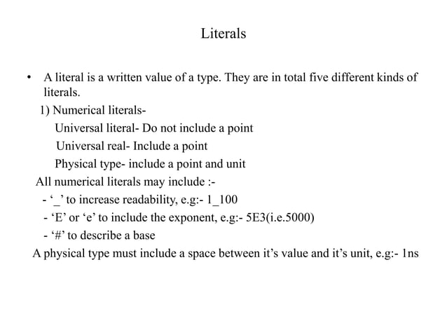 Vhdl identifiers,data types | PPT | Programming Languages | Computing