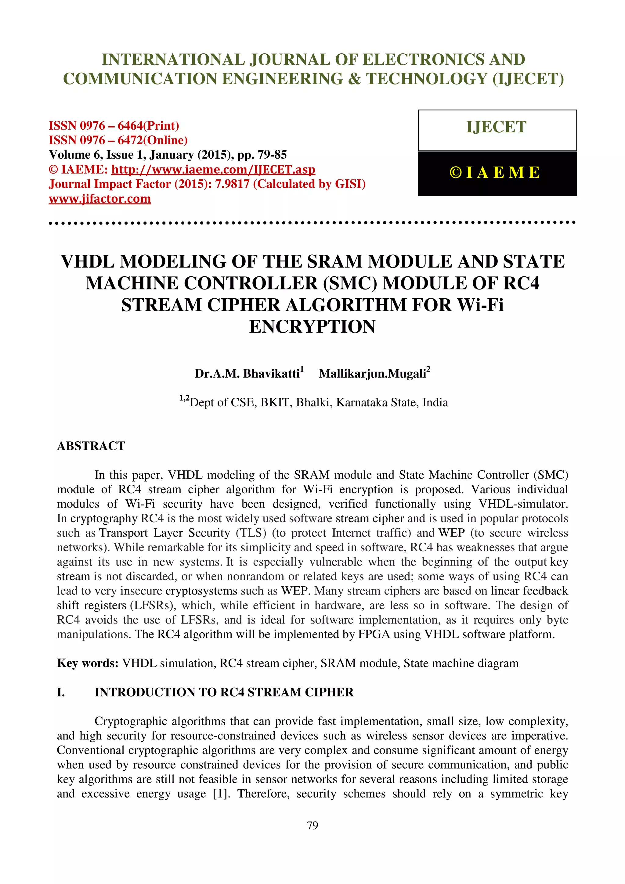 Vhdl Modeling Of The Sram Module And State Machine Controller Smc
