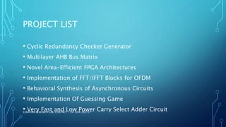 Vhdl Project List - Verilog Projects | PPTX | Computer Software and ...