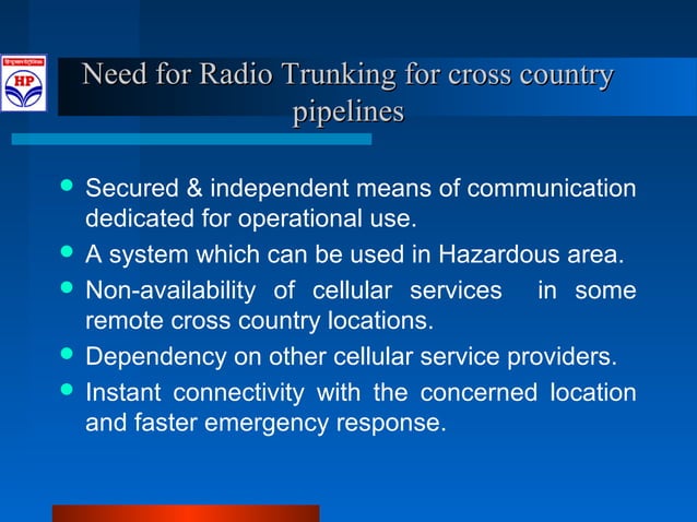 Vhf communication system for cross country pipelines | PPT