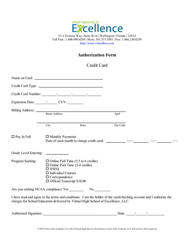 Vhse authorization Form | PDF