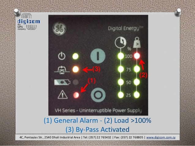 UPS GE VH series Alarm Signals