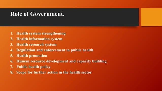 ROLE OF GOVERNMENT IN HEALTHCARE SECTOR