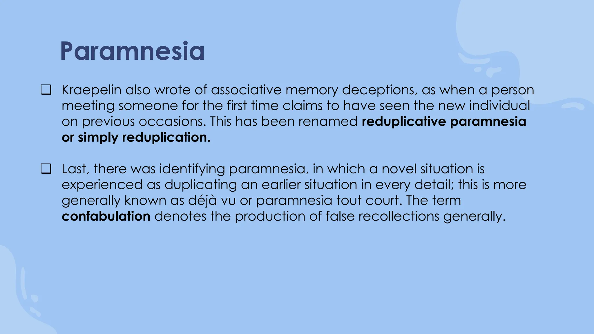 VI. Disorders of Memory Cognitive Psychology | PPTX