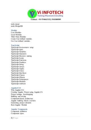 Vi INFOTECH angular syllabus | PDF