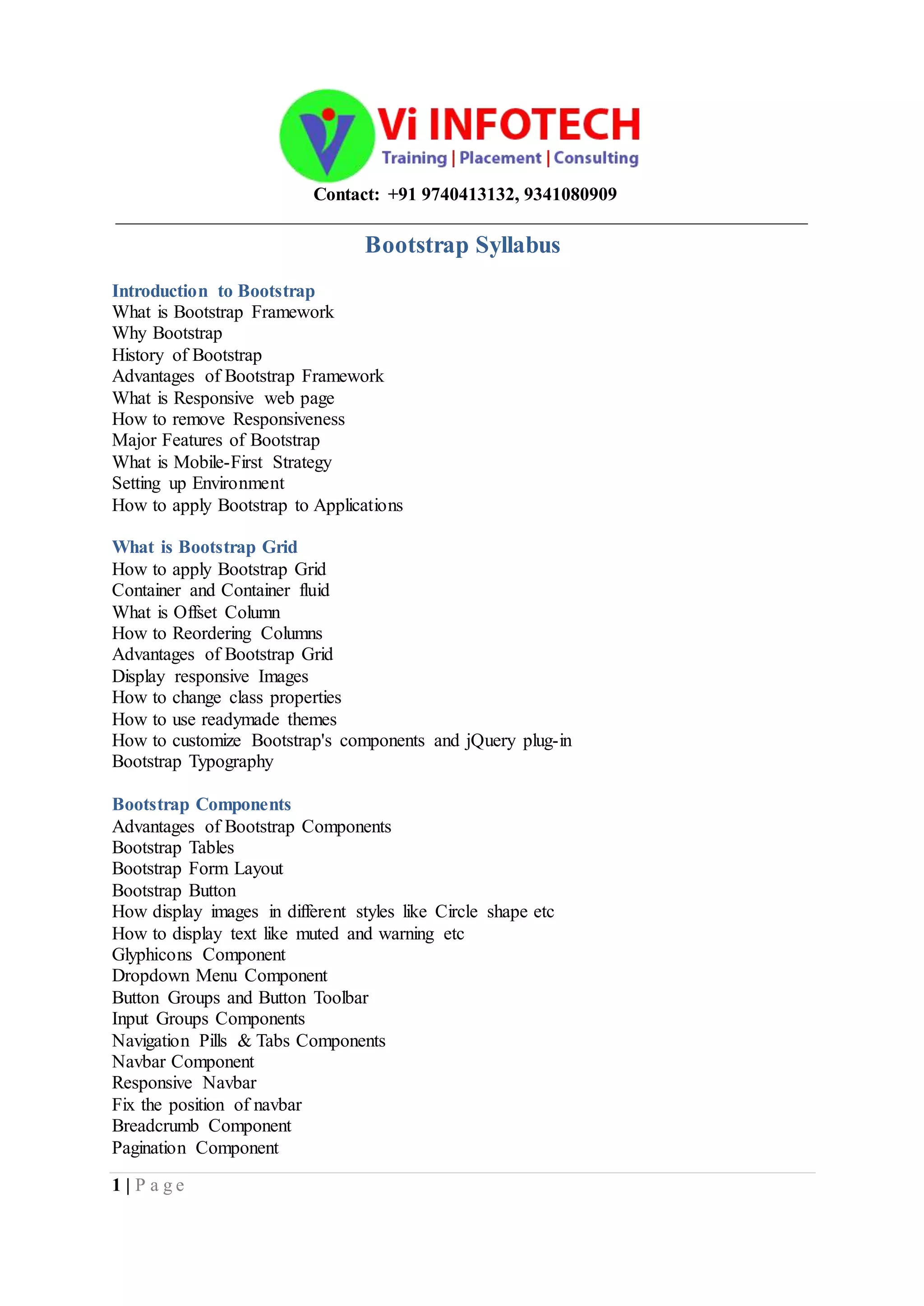 Vi INFOTECH bootstrap-syllabus | DOCX
