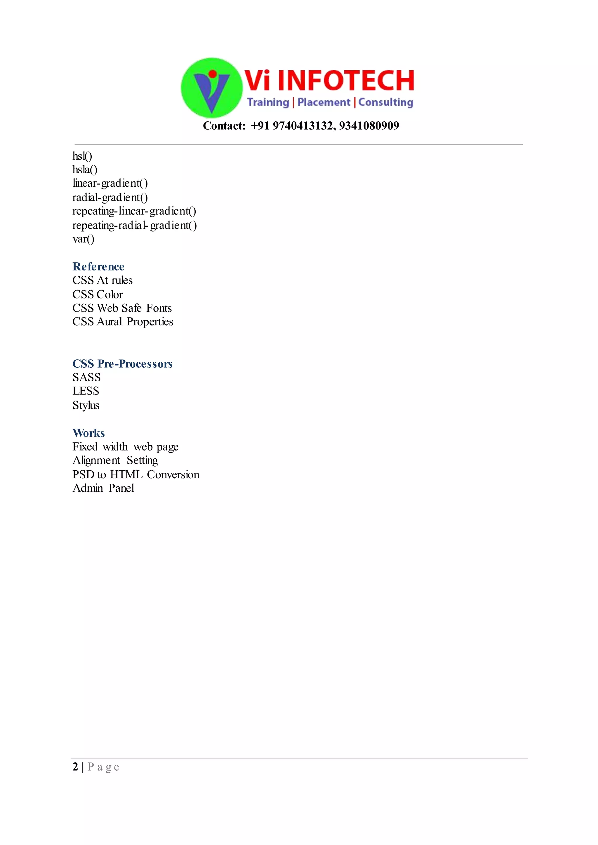 Vi INFOTECH css-syllabus | DOCX
