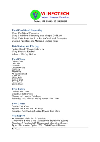 Vi INFOTECH excel-syllabus | PDF