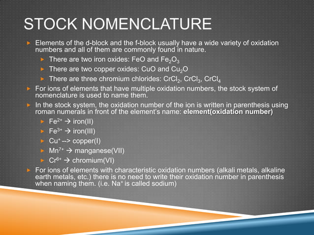 Vi nomenclature of inorganic compounds | PPTX | Chemistry | Science