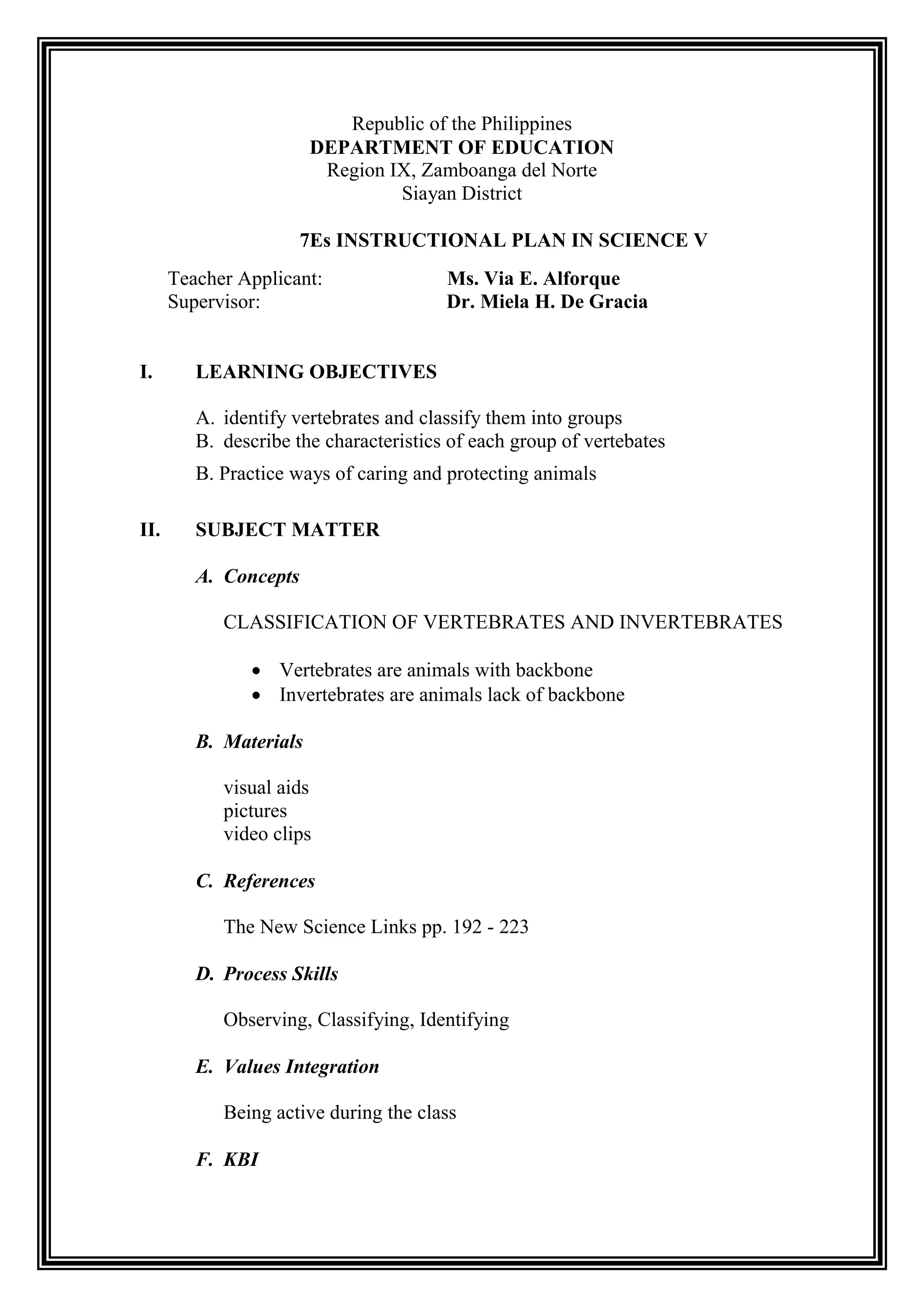 The Science lesson plan ................. | DOCX