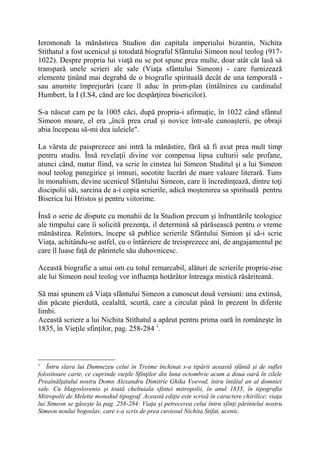 Sfântul Nichita Stithatul - Viaţa Sfântului Simeon, noul teolog | PDF