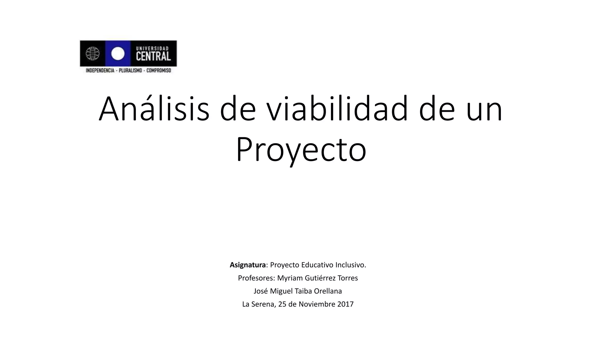 Viabilidad de un proyecto | PPTX