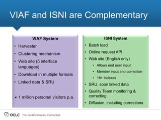 Viaf and isni ifla 2013 08-16 | PPT