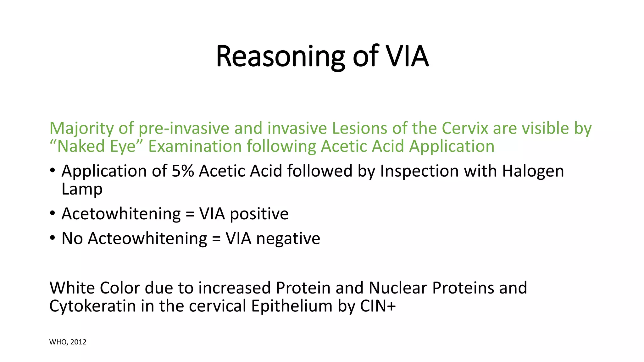 Visual Inspection with AceticAcid of the Cervix Uteri | PPTX