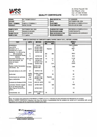 Certificado de calidad de productos Matpel | PDF