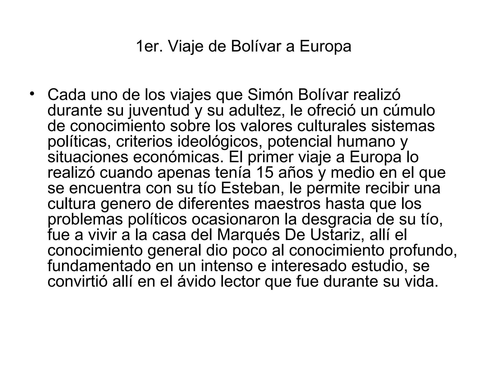 Viajes de bolivar a europa | PPT