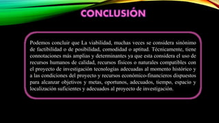 Vialidad de Investigación | PPTX