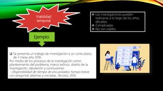 Vialidad de Investigación | PPTX