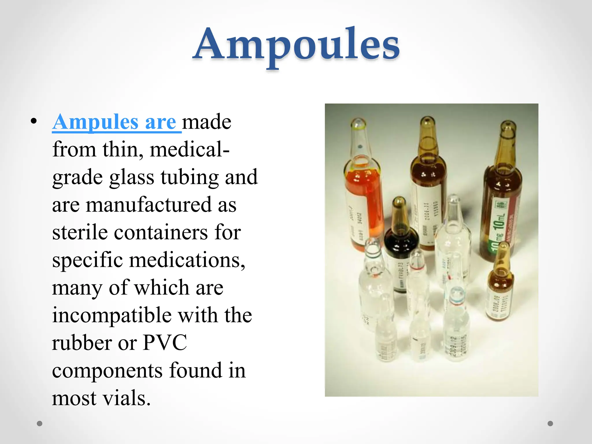 Vials & Ampoules - preparation of medicines | PPTX