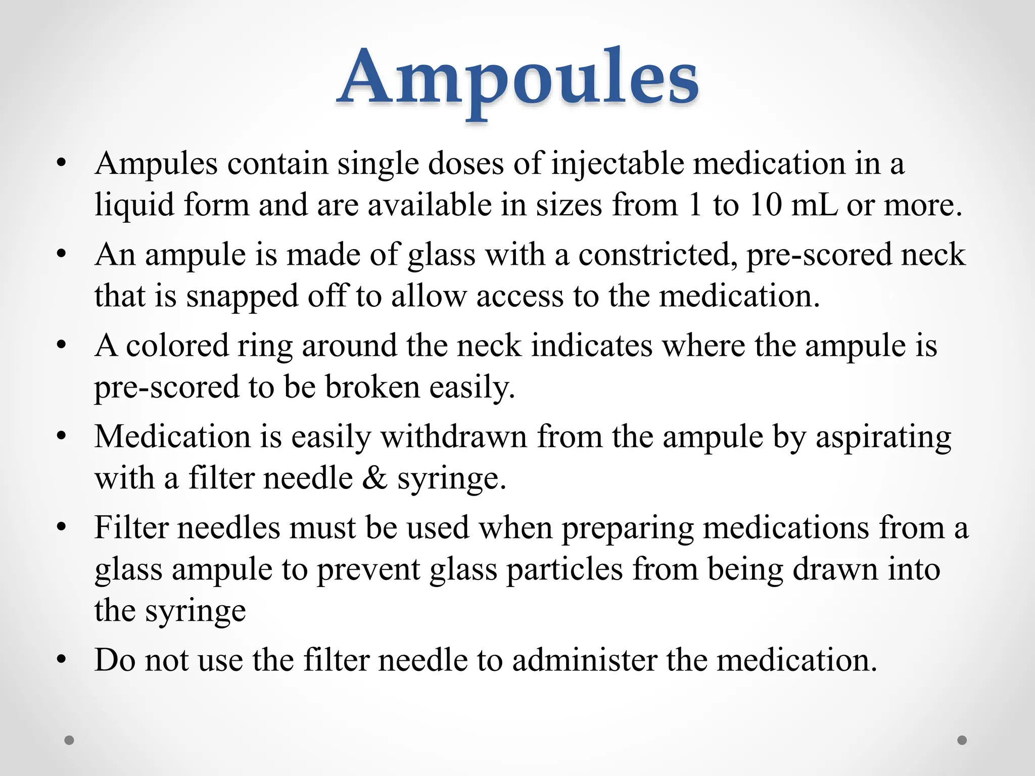 Vials & Ampoules - preparation of medicines | PPTX