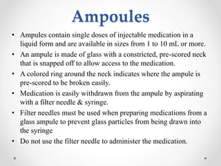 Vials & Ampoules - preparation of medicines | PPTX