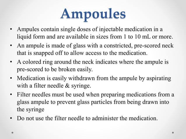 Vials & Ampoules - preparation of medicines | PPTX | Skin Care | Beauty