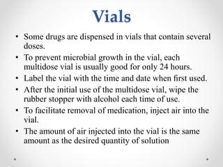 Vials & Ampoules - preparation of medicines | PPTX