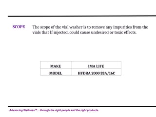 Linear vial washing machine descriptionn | PPT