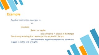 Vi and redirection & piping in linux | PPT | Free Download