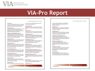 Character Strengths: VIA Pro Report Tutorial | PPTX