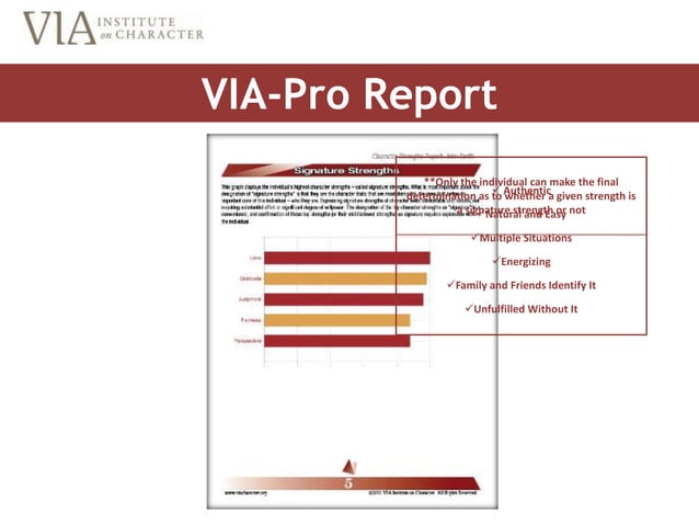 Character Strengths: VIA Pro Report Tutorial | PPTX