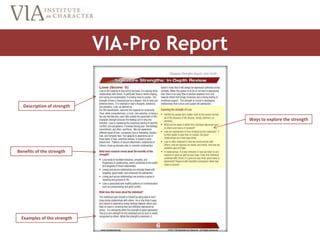 Character Strengths: VIA Pro Report Tutorial | PPTX