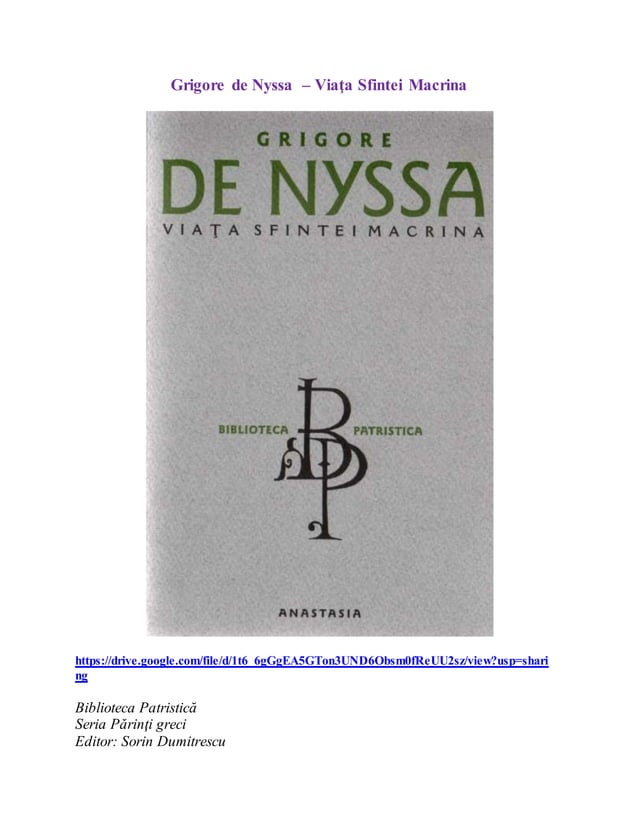 Grigore de Nyssa – Viaţa Sfintei Macrina | PDF