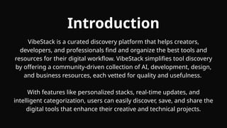 VibeStack - Curated directory of AI, design, and development products and tools. | PPTX