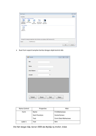 Vibi net sql server 2005 dan my sql | PDF