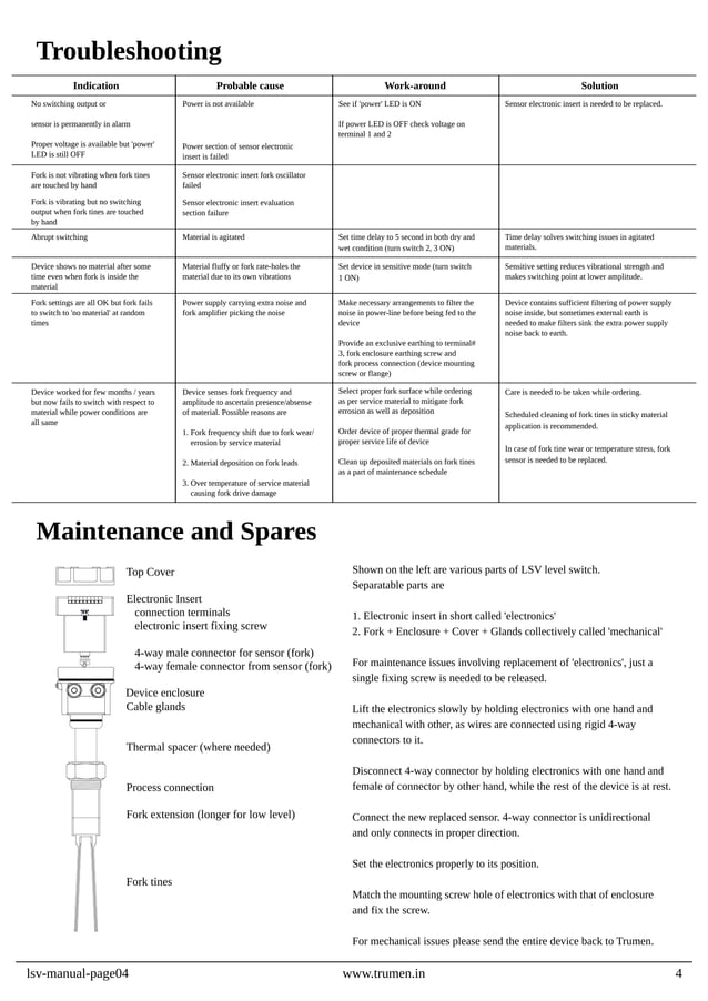 Vibrating Fork Level Limit Switch for Solids.pdf | Home Appliances | Home & Garden